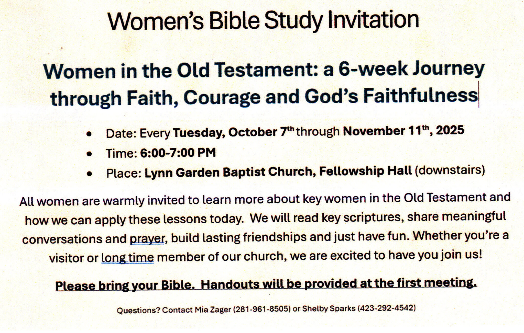 Women’s Bible Study Invitation